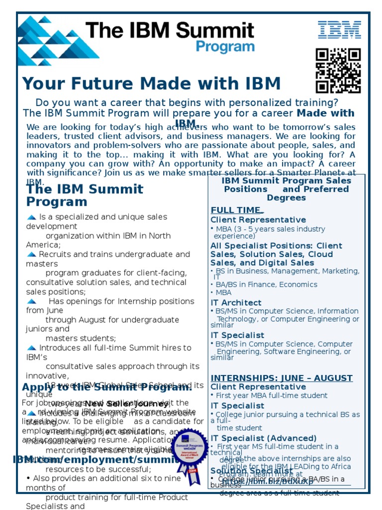 Your Future Made With IBM: The IBM Summit Program | PDF | Ibm | Master ...