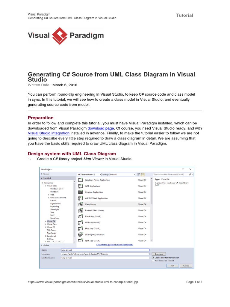 Visual Studio Um L To C Sharp Tutorial | PDF | Microsoft Visual Studio | Unified Modeling Language