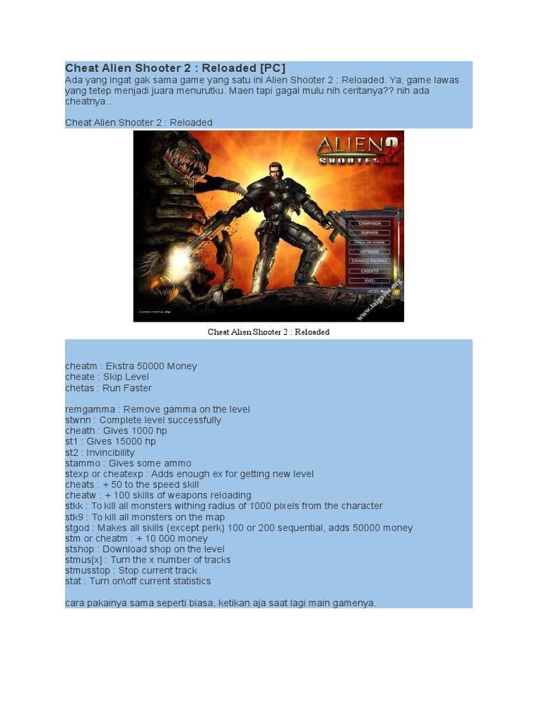 Cheat Alien Shooter 1 | PDF