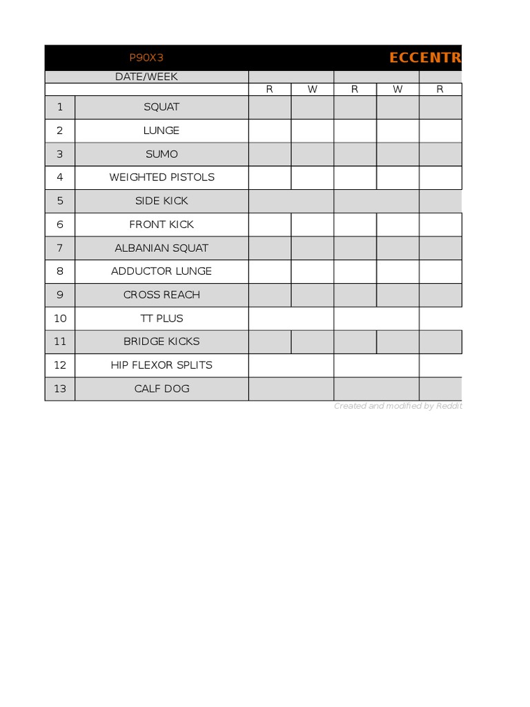 P90X3 Workout Sheets | PDF | Management Of Obesity | Self Care