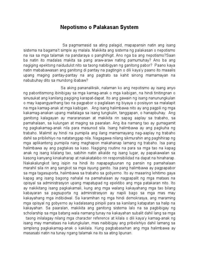 Nepotismo o Palakasan System | PDF