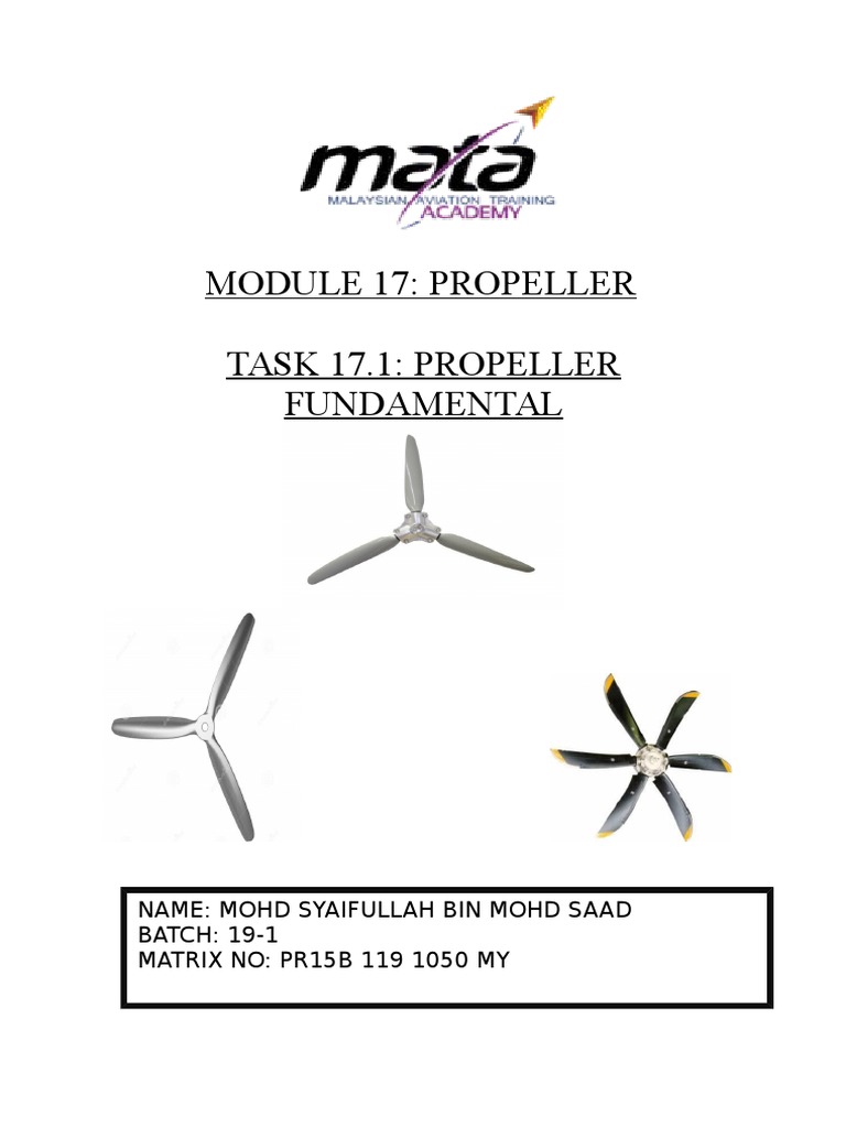 Module 17: Propeller Task 17.1: Propeller Fundamental | PDF