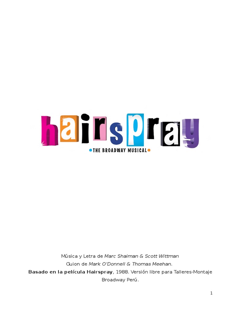 Hairspray - Los Productores - Original | PDF | Ocio