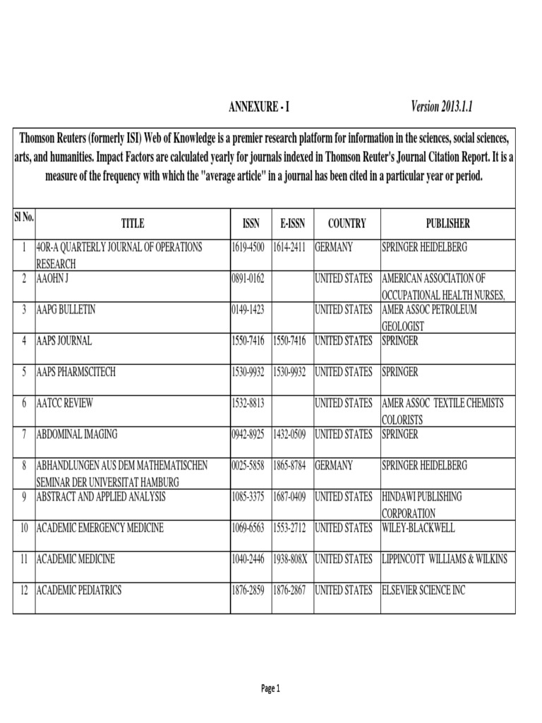 List of Annexure 1 Journals PDF | PDF | Association For Computing ...