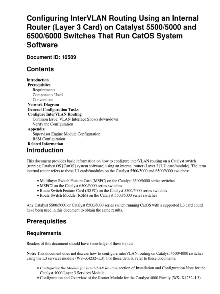 Configuring Intervlan Routing Using An Internal Router (Layer 3 Card) On Catalyst 5500/5000 and ...