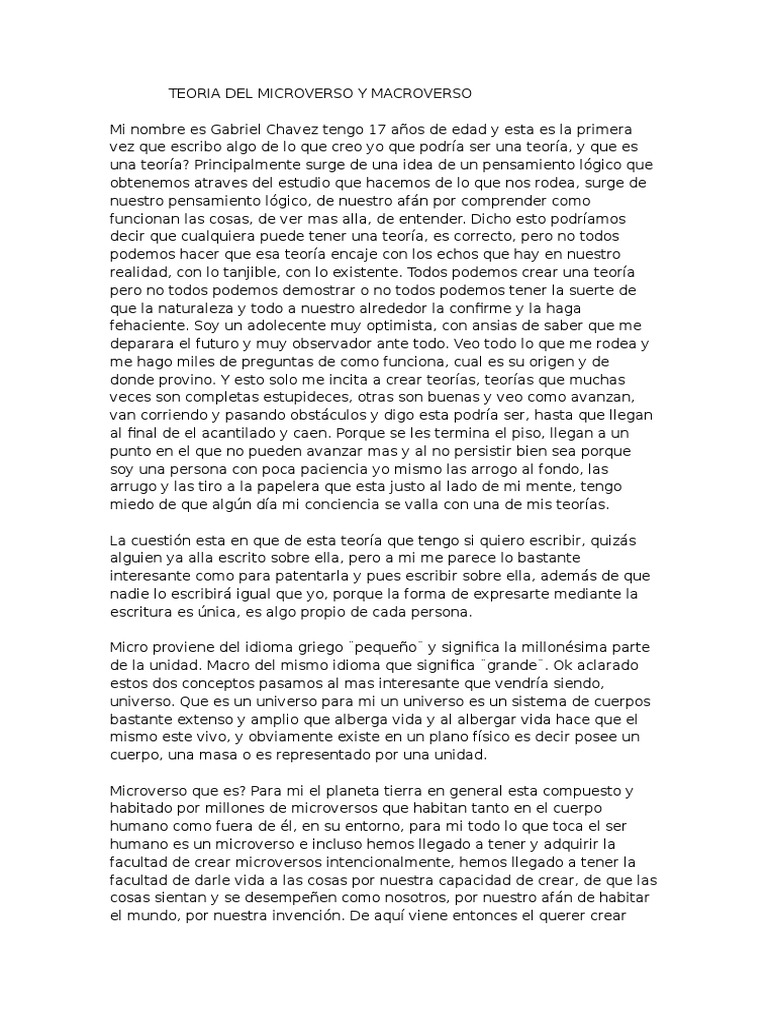 Teoria Del Microverso y Macroverso | PDF | Información | Teoría