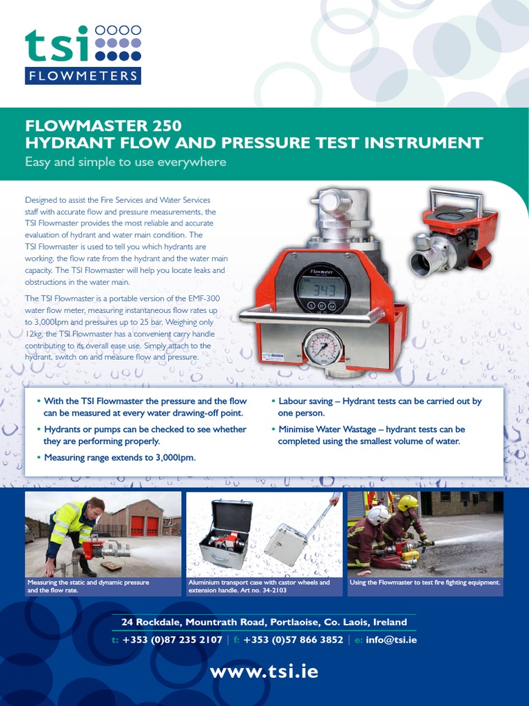 Flowmaster 250 Hydrant Flow and Pressure Test Instrument: WWW - Tsi.Ie ...