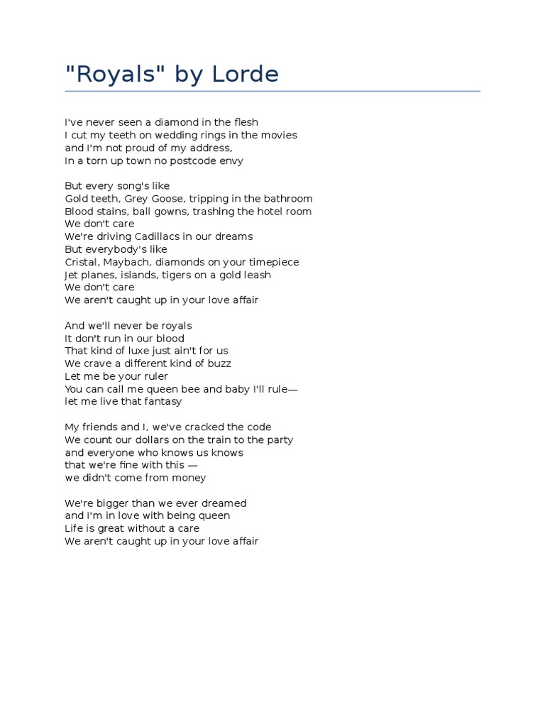 Lorde-Royals-Lesson 2 | PDF