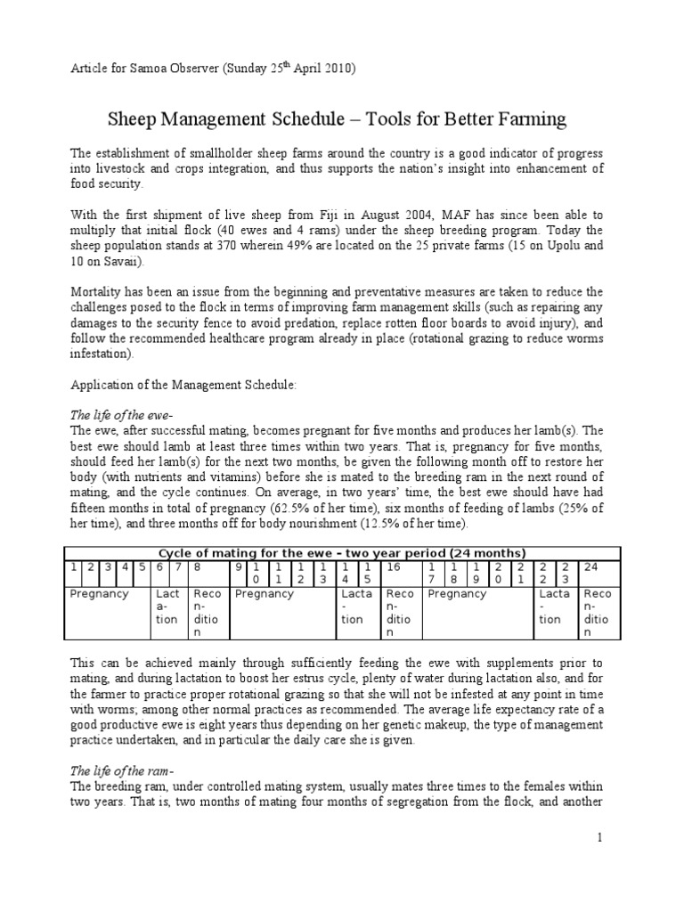 Article For Samoa Observer | PDF | Sheep | Agriculture