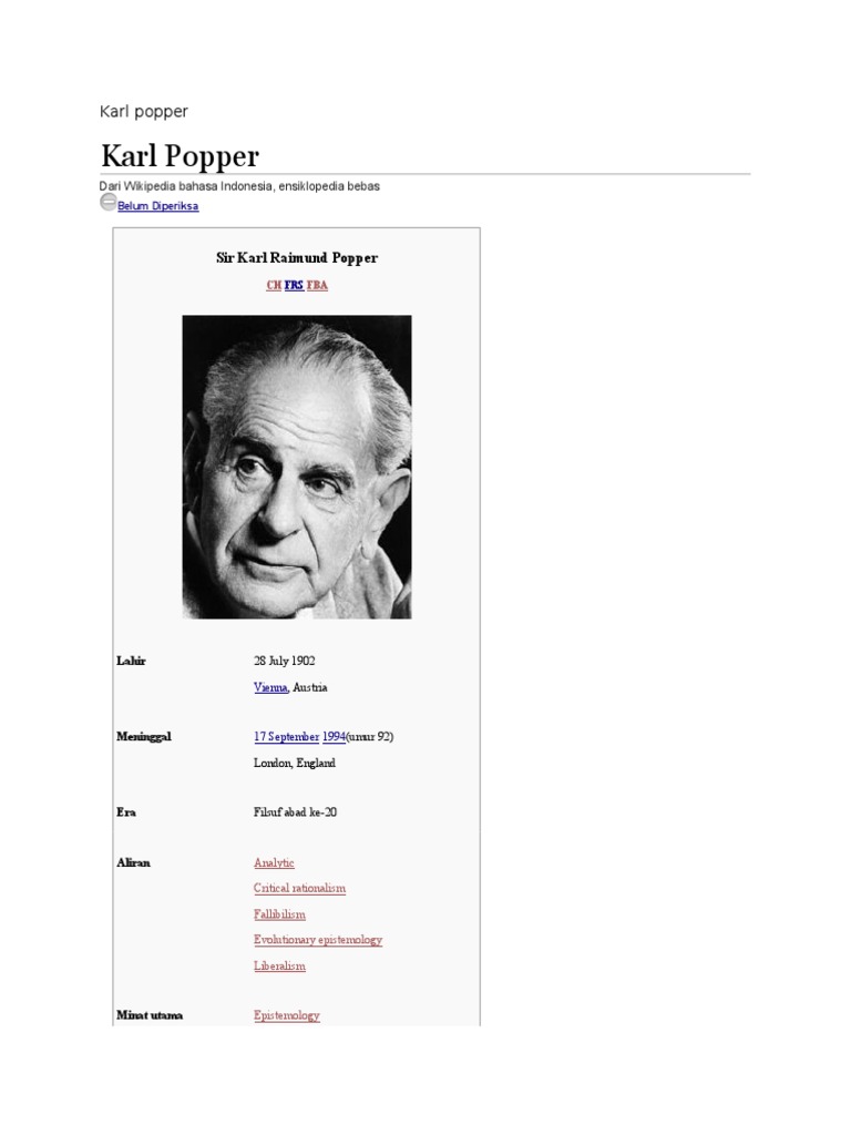 Biografi Karl Popper dan Pemikirannya | PDF