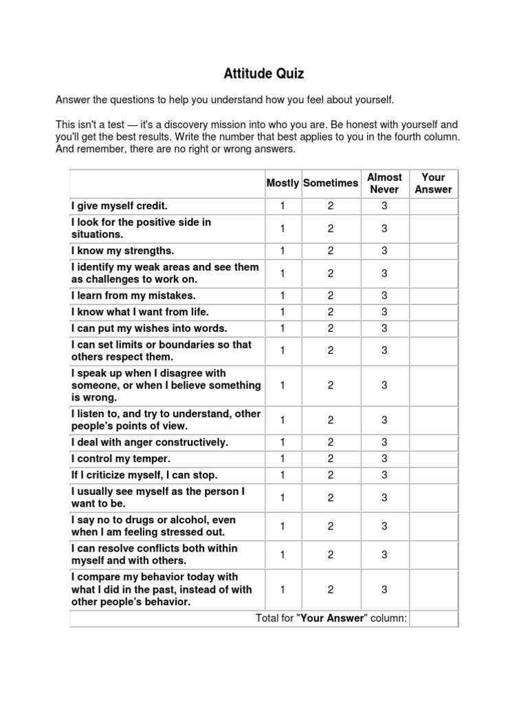 Attitude Quiz | PDF