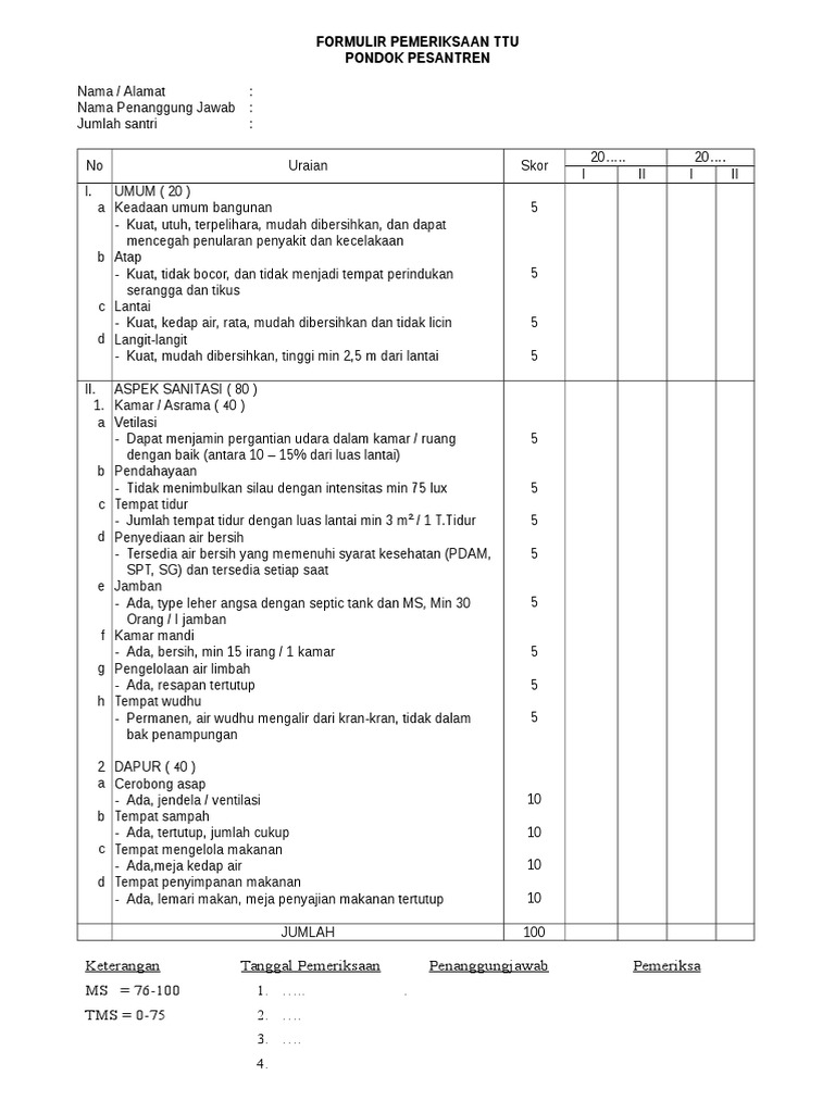 Formulir Pemeriksaan Ttu | PDF