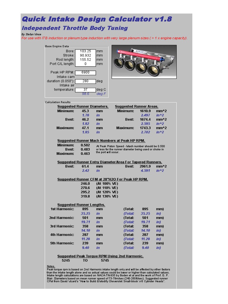 Quick Intake Design Calculator v1.8: Independent Throttle Body Tuning ...