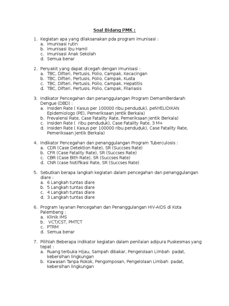 Soal Bidang PMK | PDF