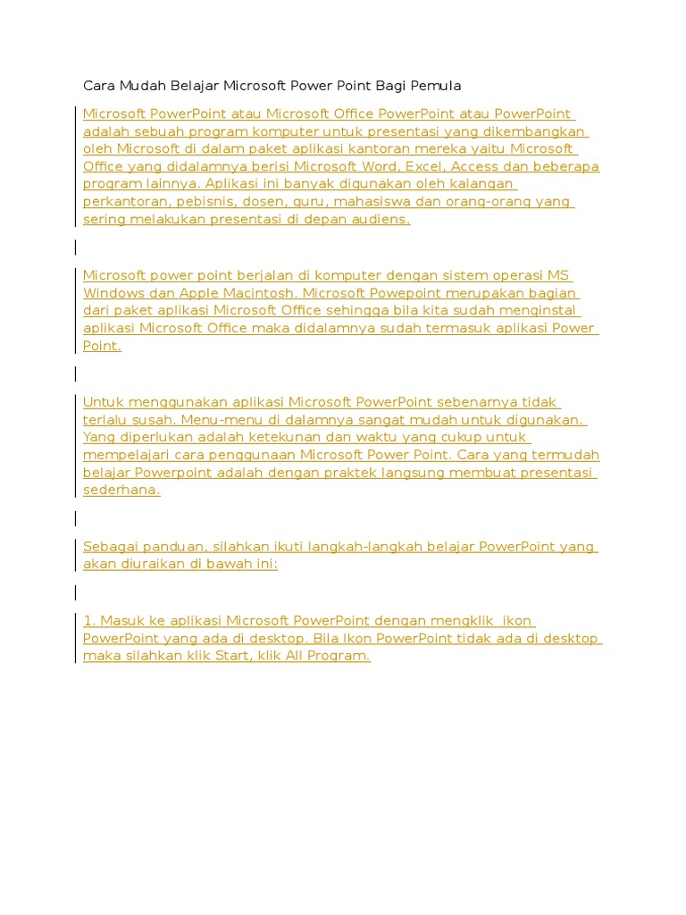 Cara Mudah Belajar Microsoft Power Point Bagi Pemula Pdf