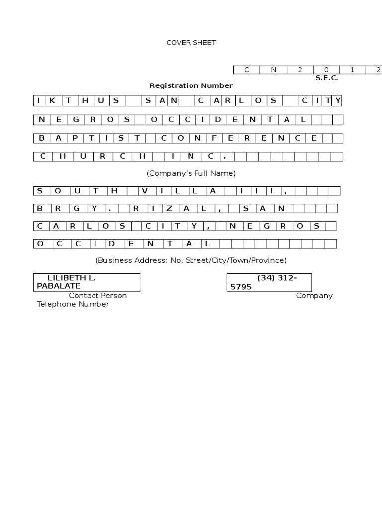 (Company's Full Name) : Cover Sheet | PDF