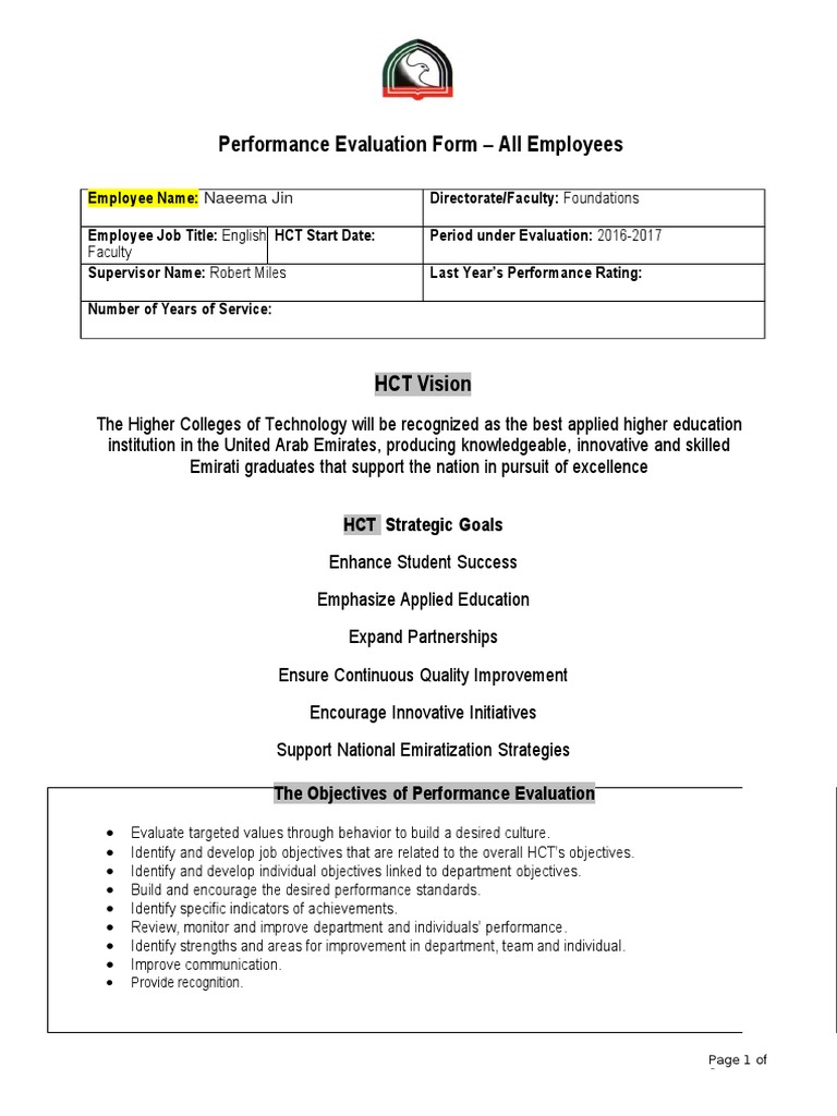 Performance Evaluation 2016-2017 | PDF | Performance Appraisal | Goal