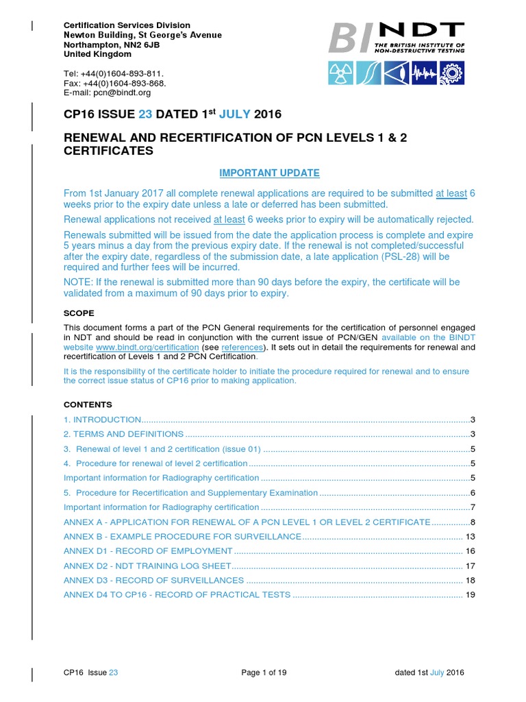 PCN Level 1 & 2 Certification Renewal Guide | PDF