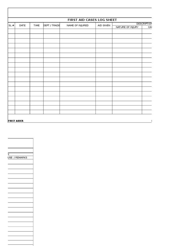 First Aid Log Sheet | PDF