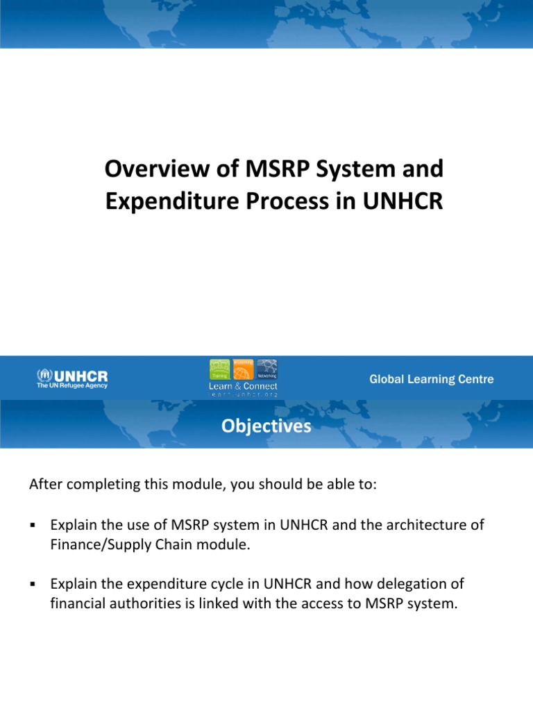 Overview of MSRP System and Expenditure Process in UNHCR | PDF | Voucher | Supply Chain