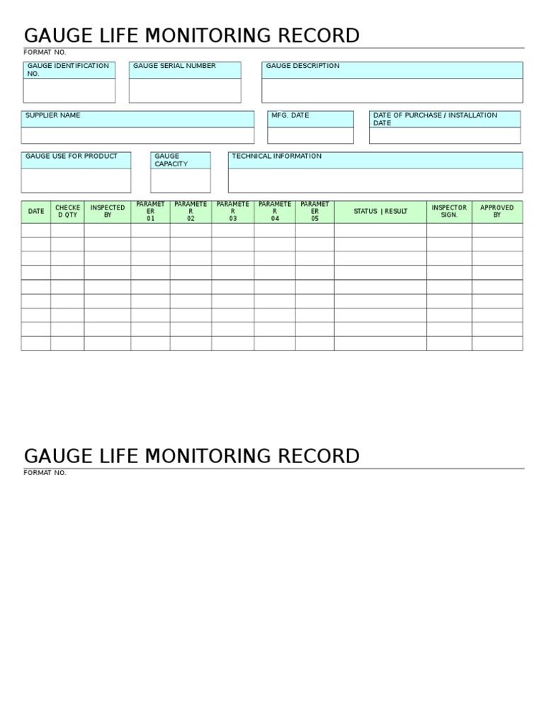 Gauge Life Monitoring Record | PDF | Business