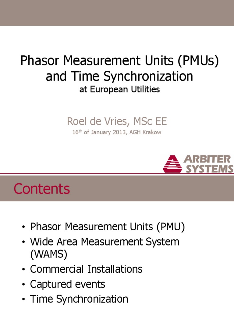Phasor Measurement Units (PMUs) and Time Synchronization | PDF ...