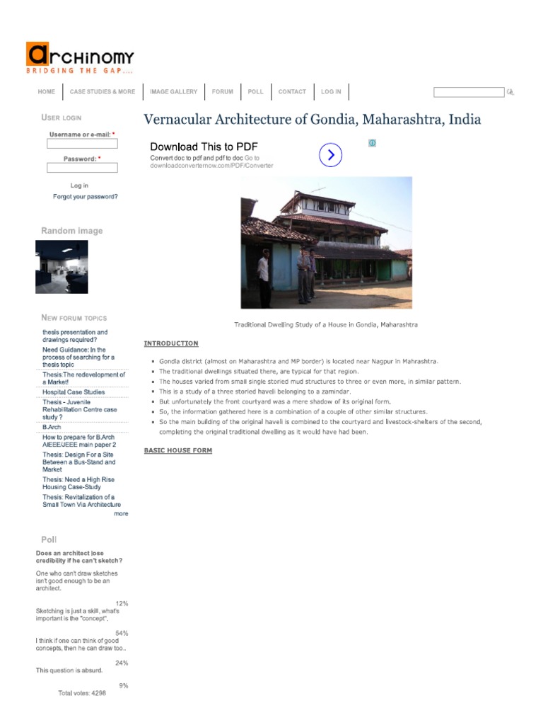Vernacular Architecture of Gondia, Maharashtra, India - Archinomy | PDF