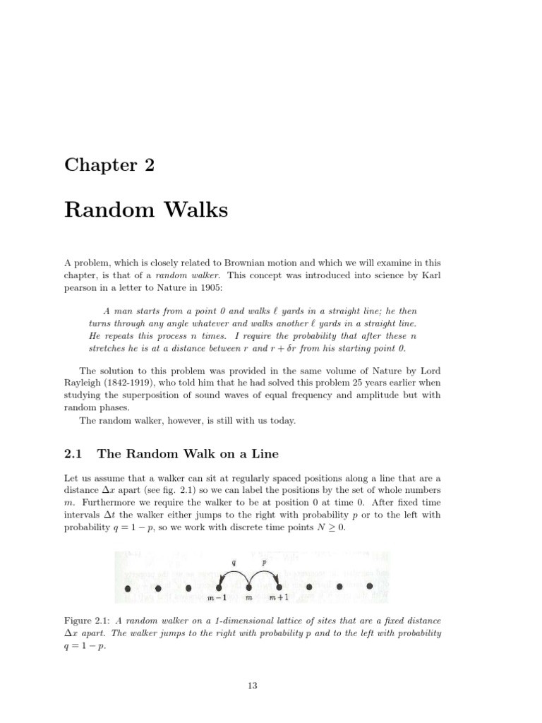 Random Walks: 2.1 The Random Walk On A Line | PDF | Physics ...