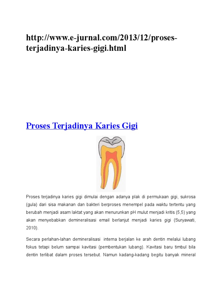 Caries Proses Terjadinya Karies Gigi | PDF
