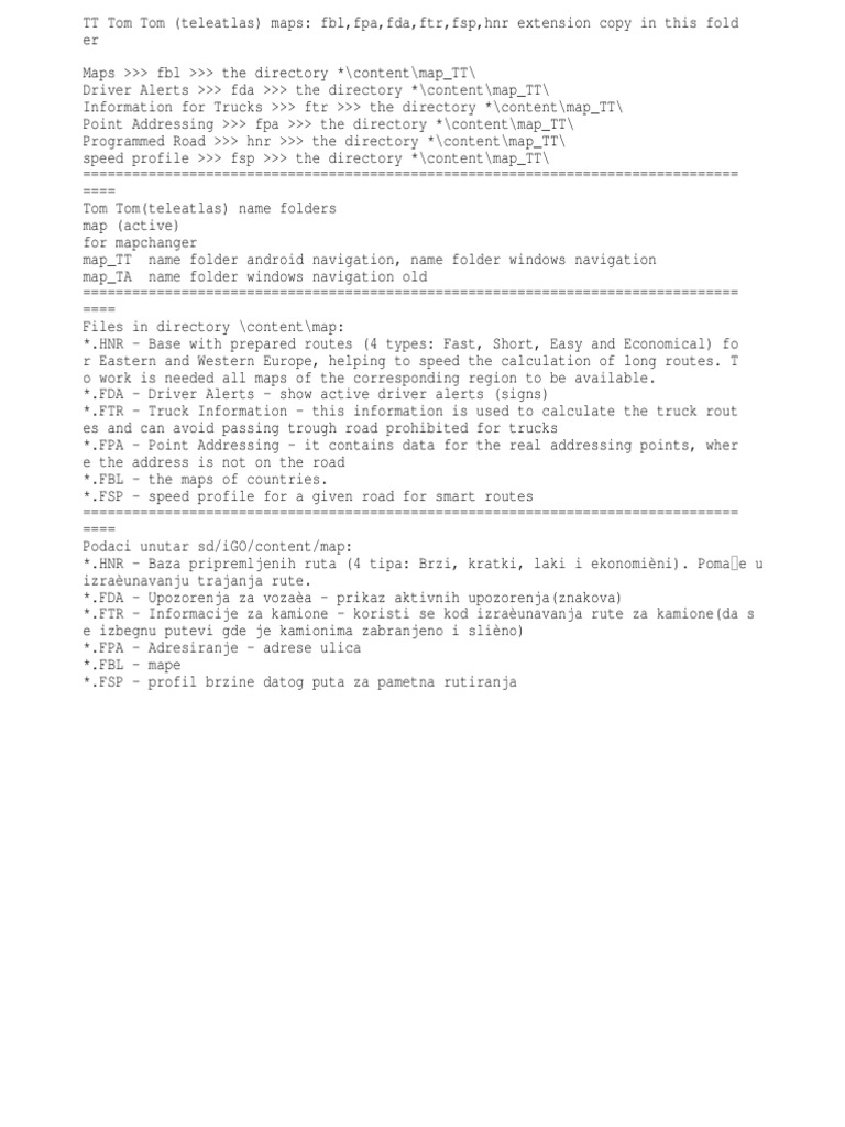 1 Read Me TT Tom Tom (Teleatlas) Maps, FBL, Fpa, FDA, FTR, FSP, HNR | PDF
