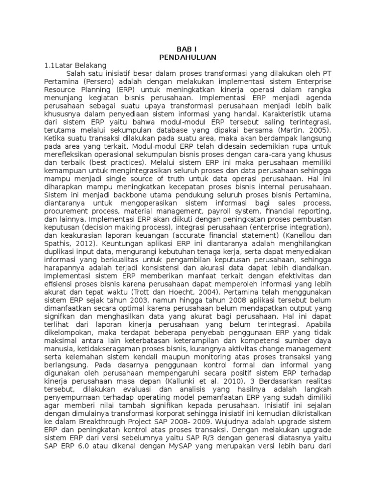 Implementasi ERP di PT Pertamina | PDF