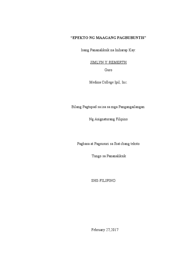 Thesis Sa Filipino | PDF