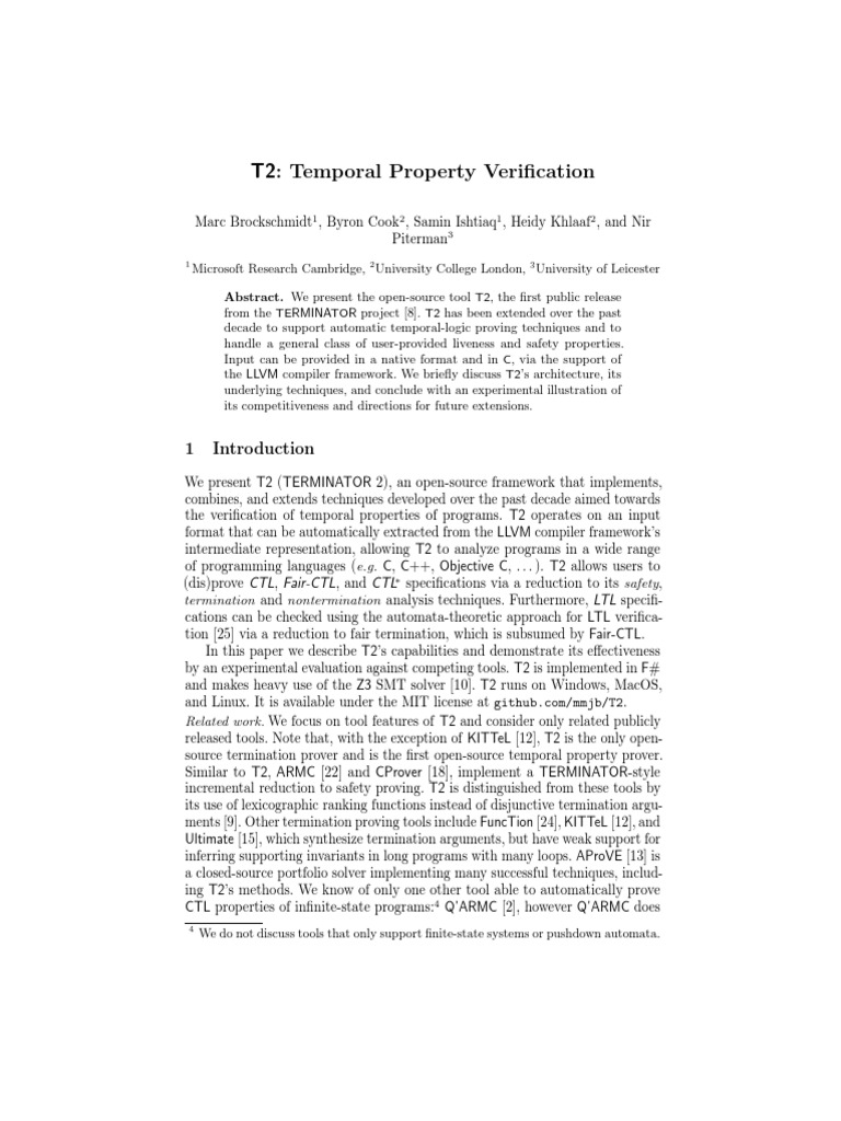 t2 Tool Report | PDF | Formal Verification | C (Programming Language)