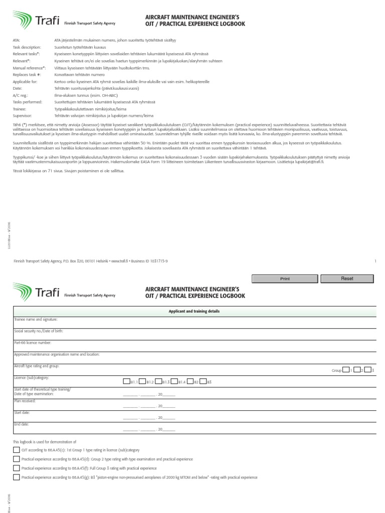 Aircraft Maintenance Engineer's OJT Practical Experience Logbook | PDF