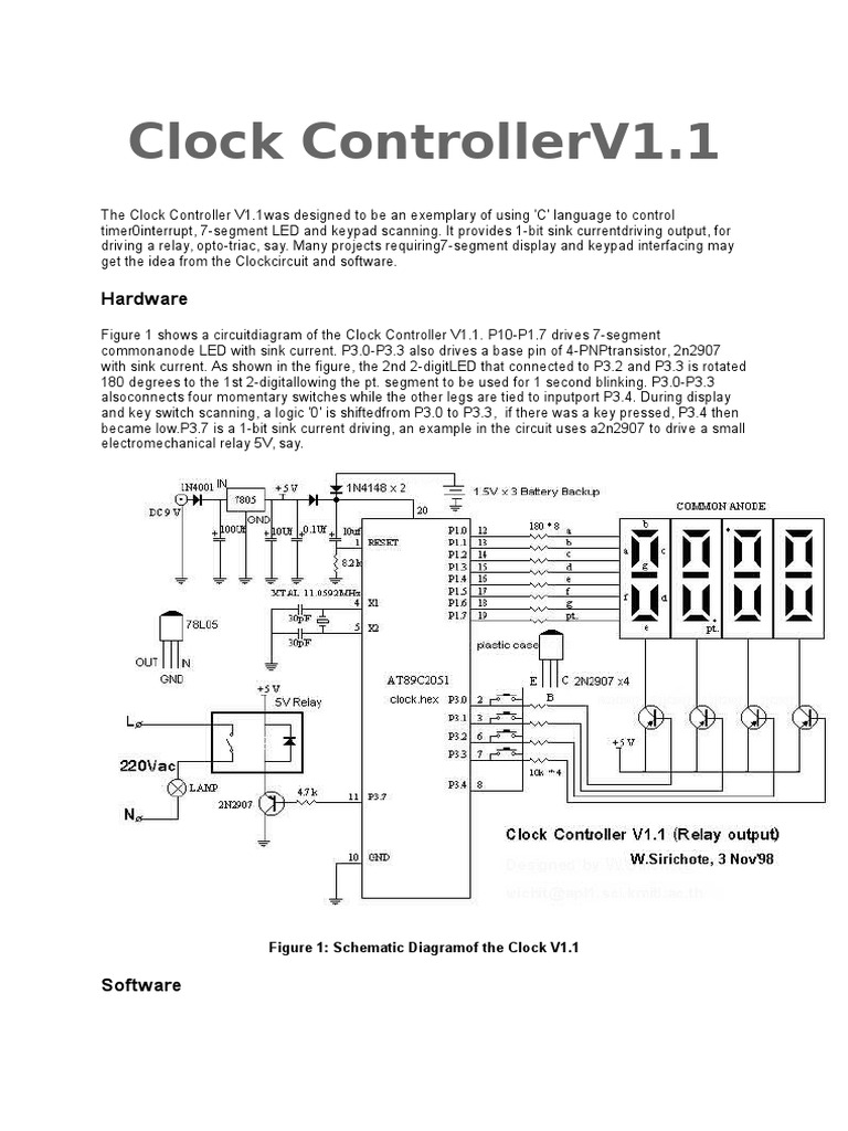 Clock Controllerv1.1: Hardware | PDF