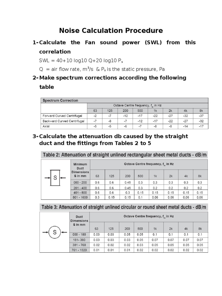Noise Calculation Procedure - Simple Method | PDF