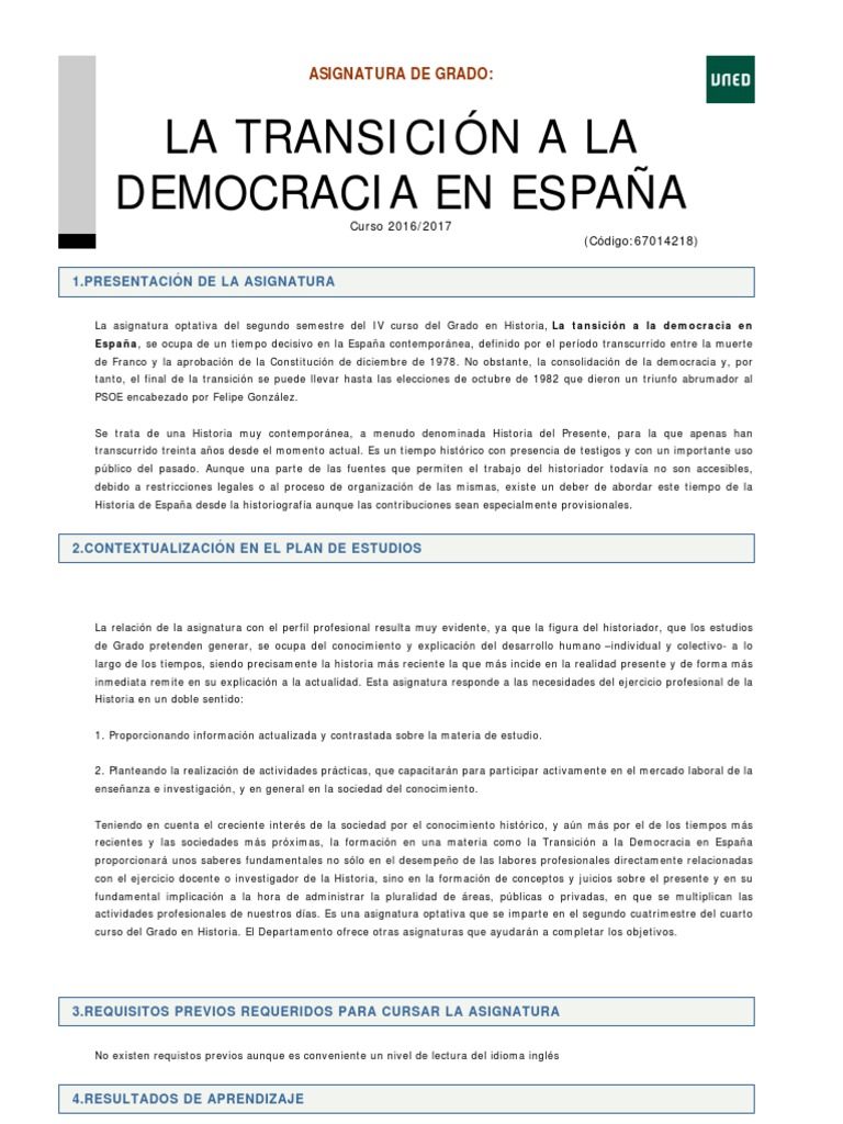 2.5. La Transición A La Democracia en España | PDF | Conocimiento | España
