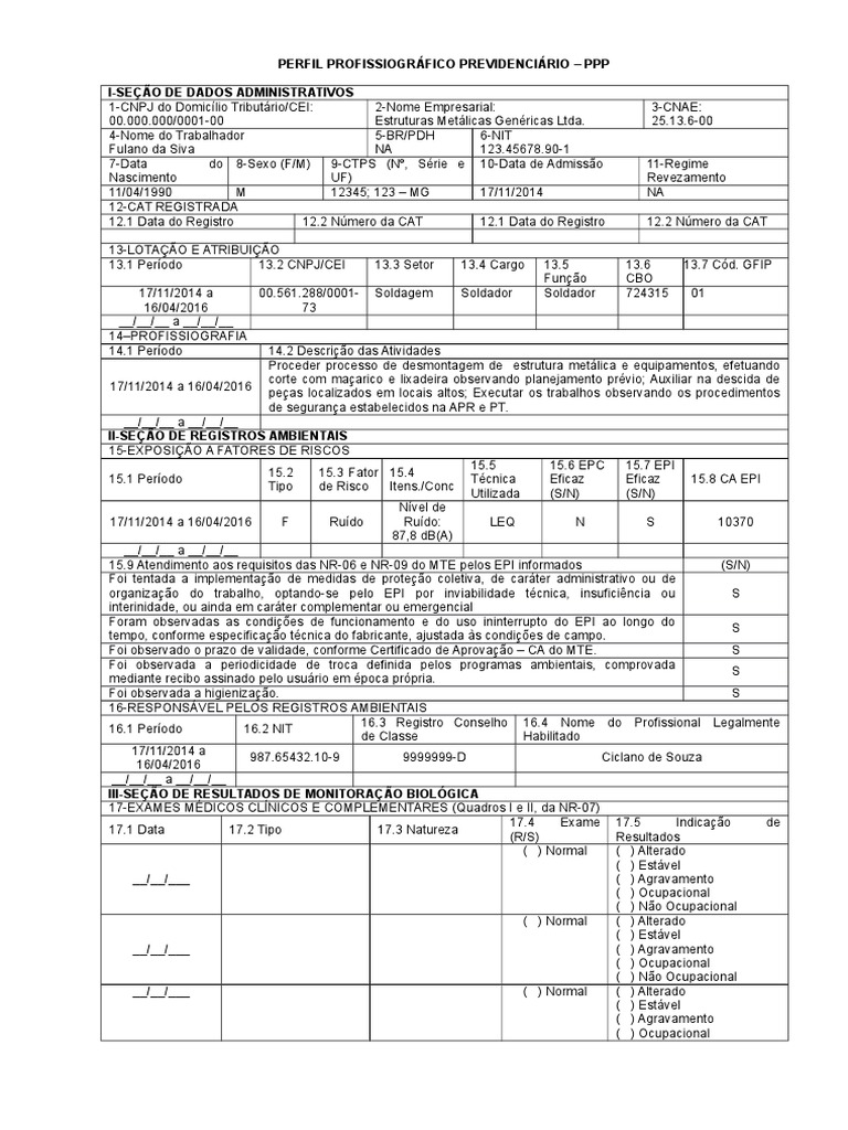 Exemplo de PPP Preenchido | PDF | Jurisprudência | Justiça criminal