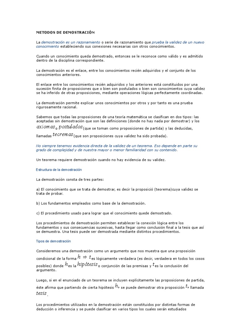 Métodos de Demostración Lógica | PDF | Prueba matemática | Proposición