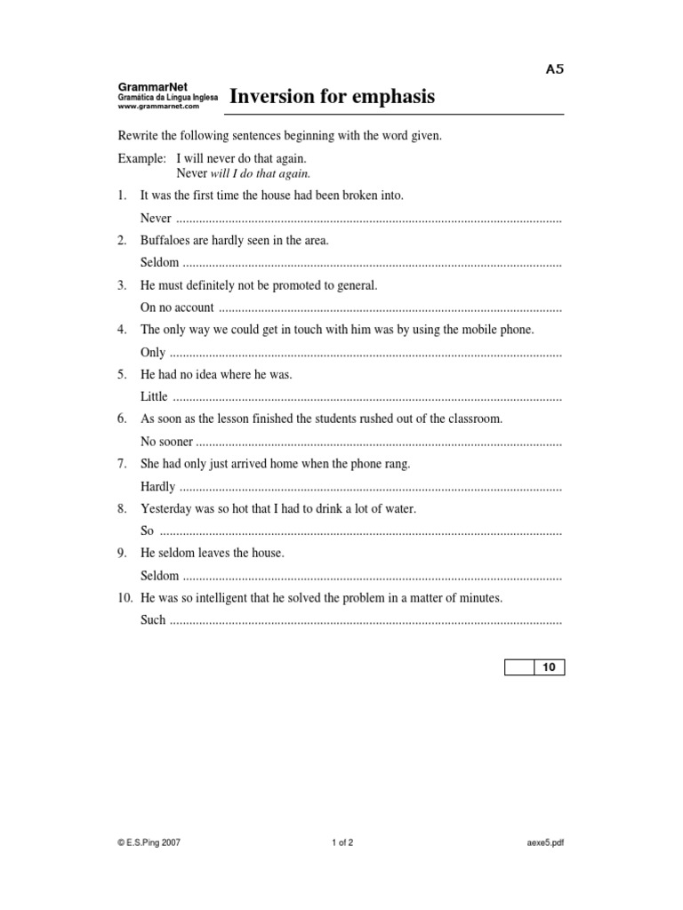 Inversion For Emphasis 1 | PDF