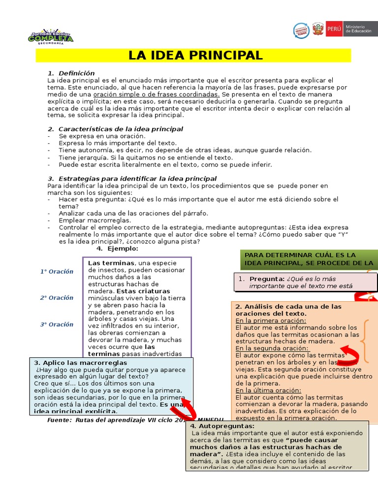 Idea Principal | PDF | Oración (Lingüística) | Cerebro