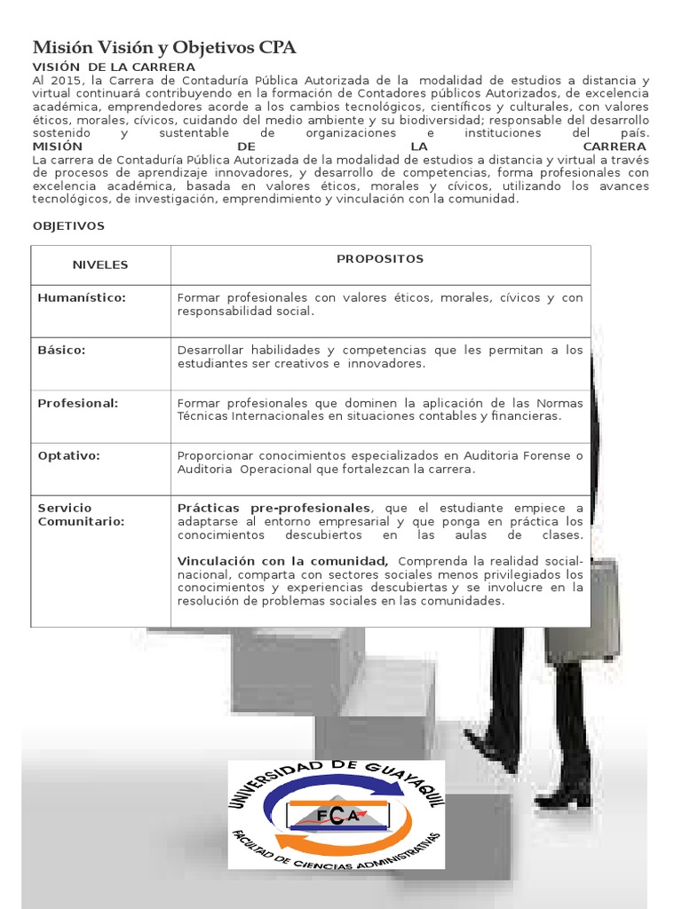 Misión Visión y Objetivos CPA | PDF