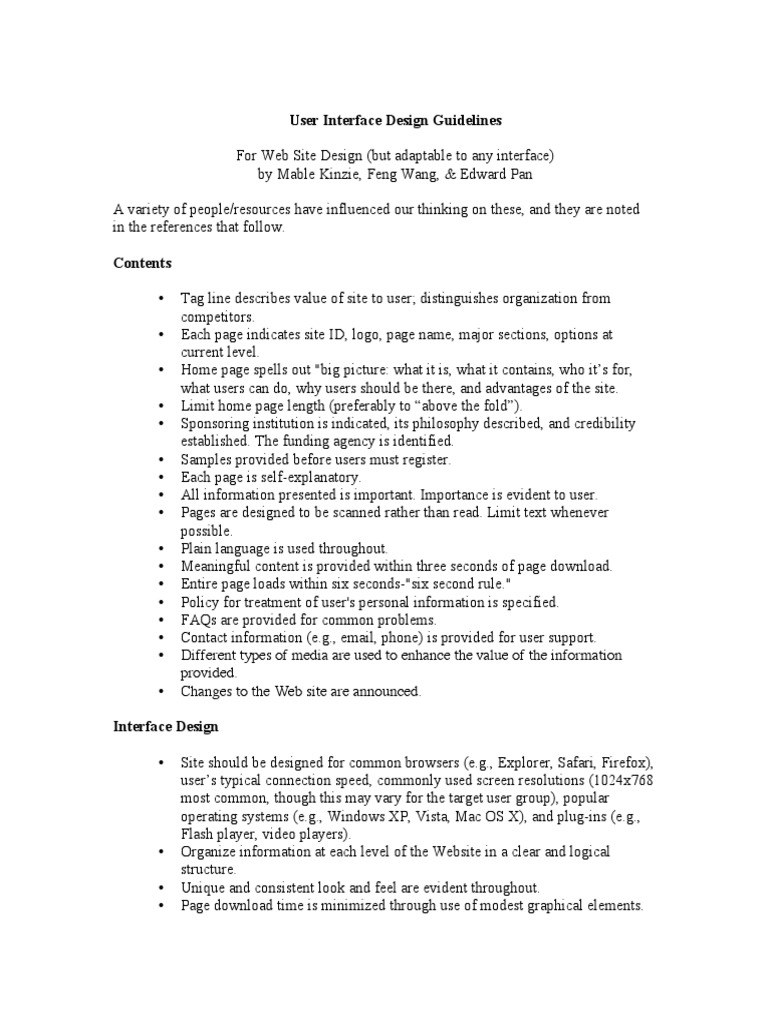 User Interface Design Guidelines | PDF | Button (Computing) | Websites