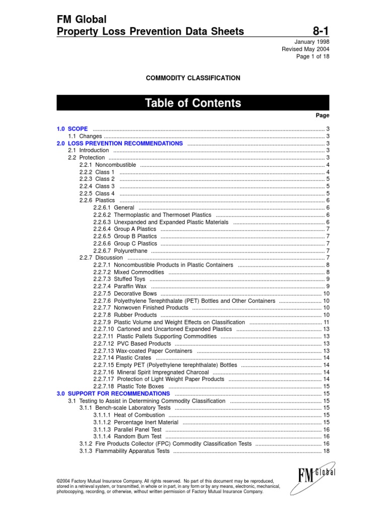 8-1 Commodity Classification | Plastic | Thermoplastic