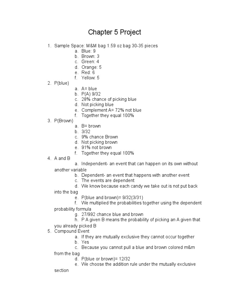 Chapter 5 Project | PDF | Probability | Statistics
