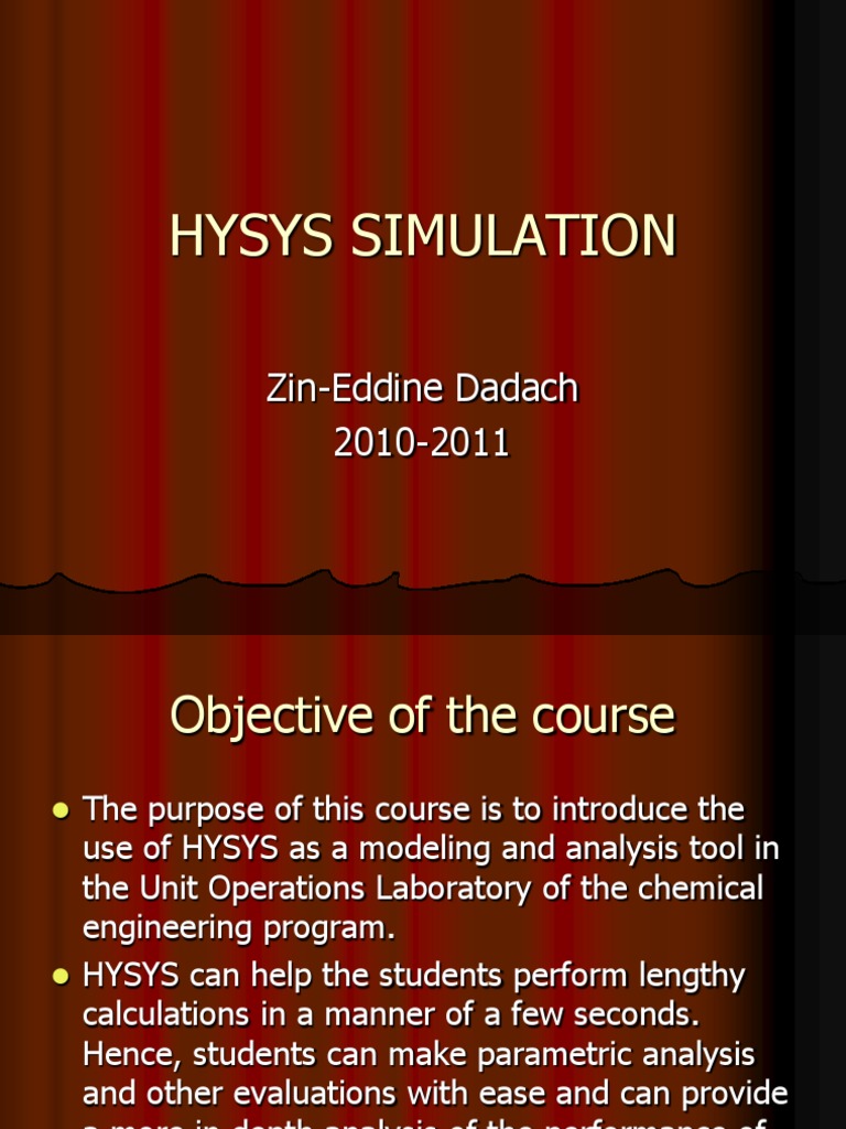 HYSYS Simulation for Chemical Engineering | PDF | Stoichiometry ...