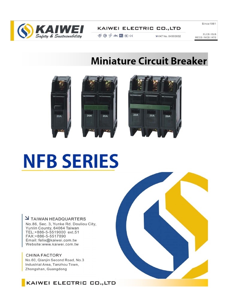 NFB Series: Miniature Circuit Breaker | PDF | Electrical Components ...