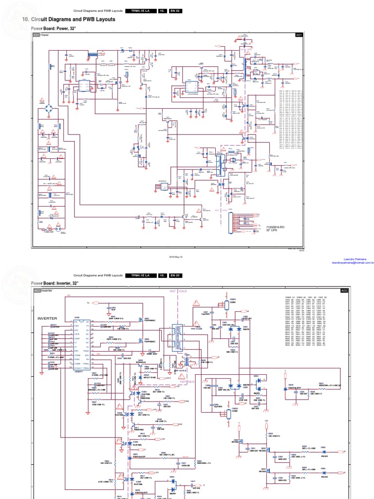 Circuit Diagrams and PWB Layouts: Power Board: Power, 32" | PDF | Chess