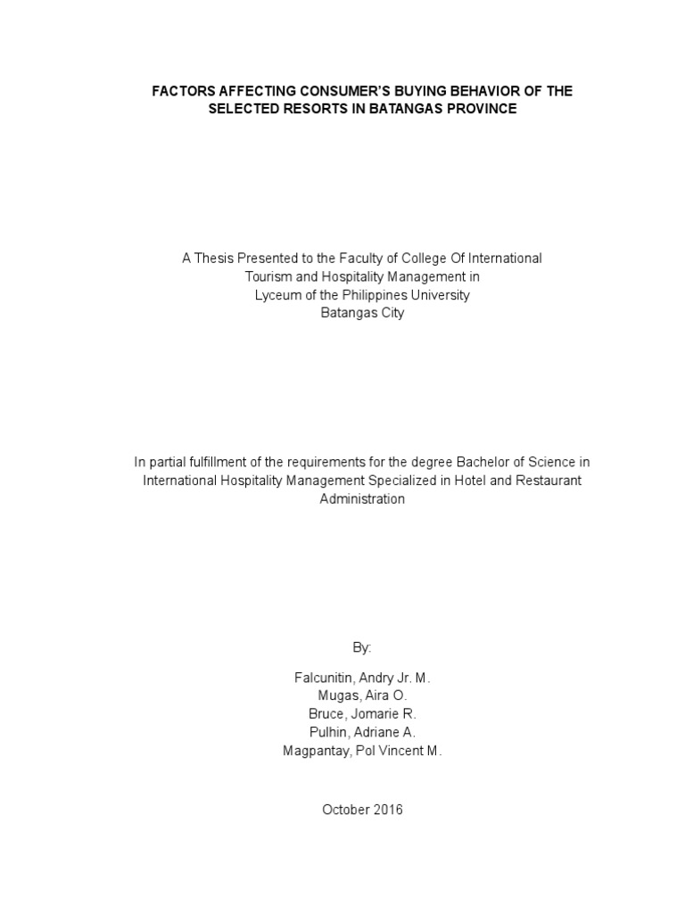 Factors Affecting Consumer | PDF | Behavior | Thesis