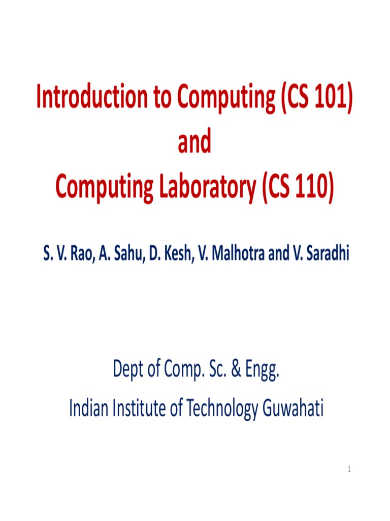 Introduction To Computing Cs 101 Introduction To Computing Cs 101 And Computing Laboratory